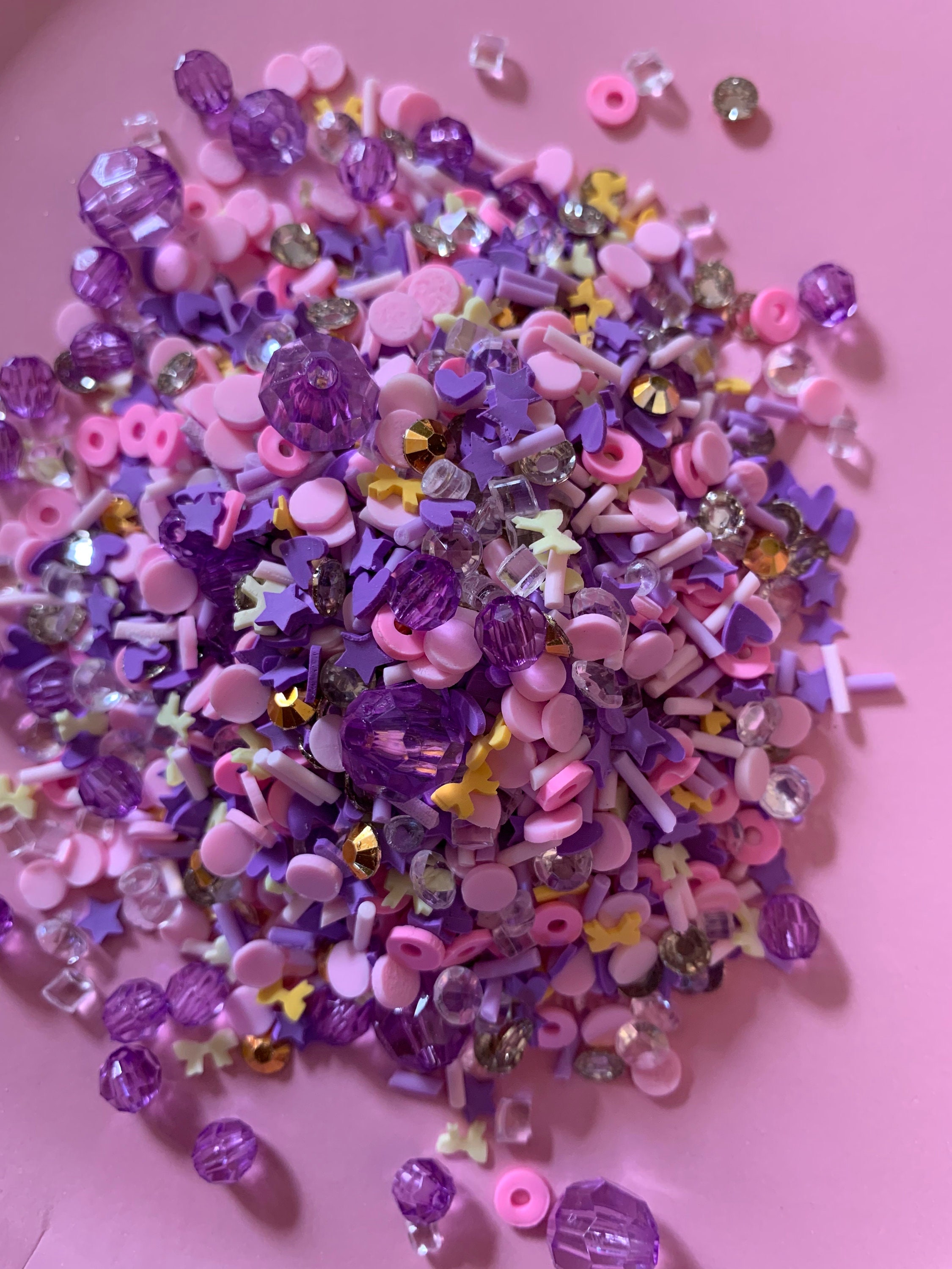 Violets Sprinkle Mix, Polymer Clay Fake Sprinkles With Resin Pearls and ...