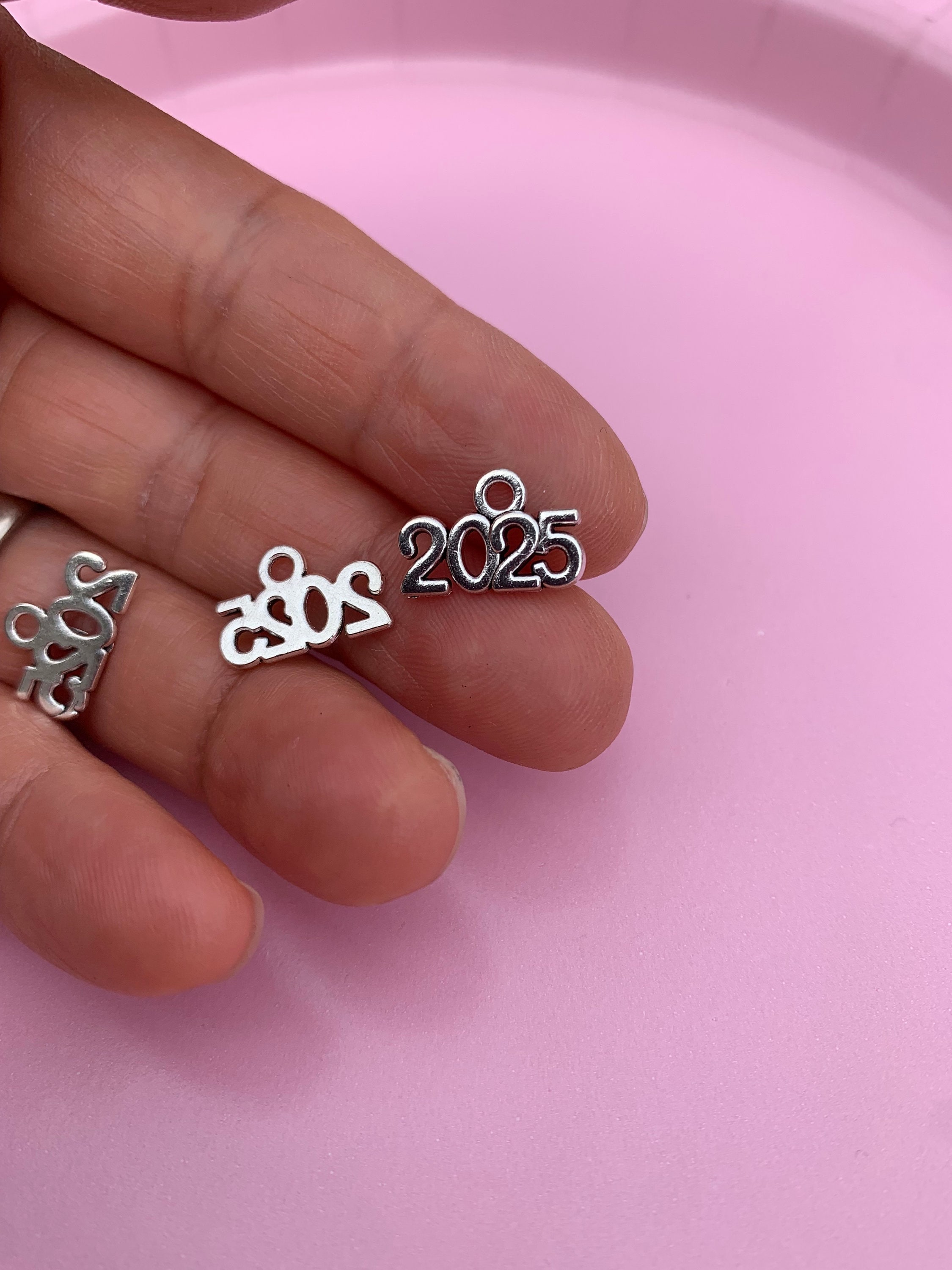 5 Silver Year 2023,2024,2025charms, 14mm X 10mm, Silver Tone Charm ...