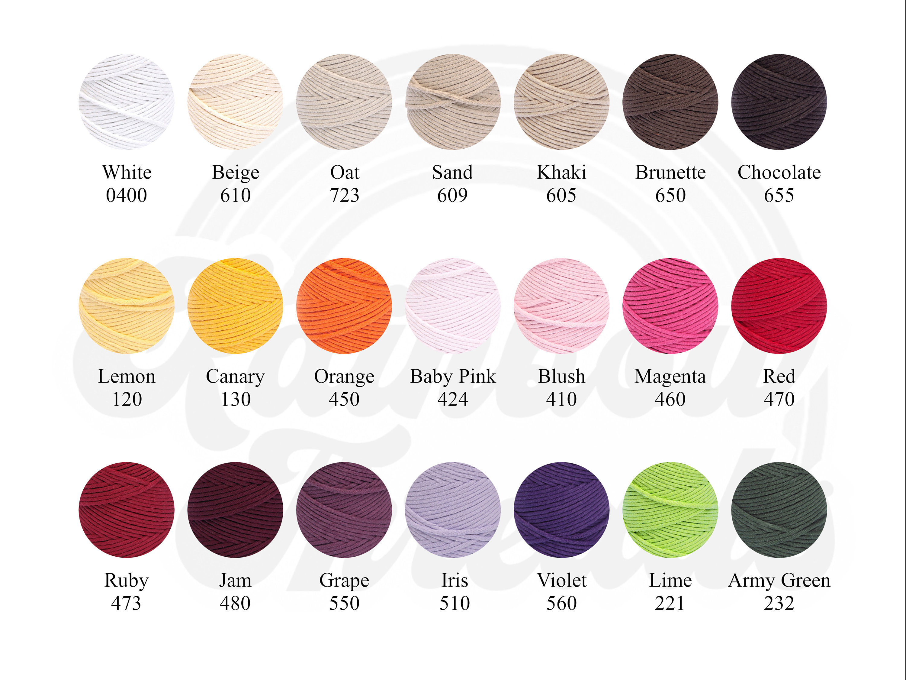Luxurious Feel Macrame Cotton Cord / 3mm / Single Twisted / 34 Colours ...