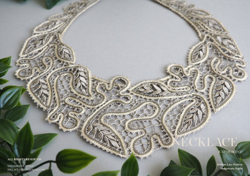 Bobbin Lace Pattern / Necklace - Rainforest / Lacemaking Jewellery DIY ...