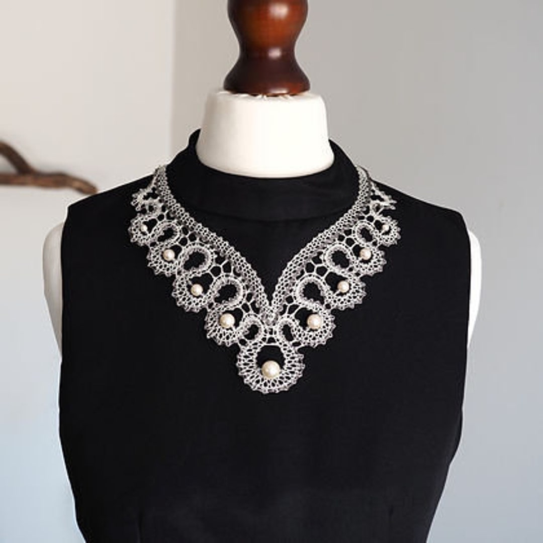 Pearl and Lace Necklace, Handcrafted Lace - Etsy