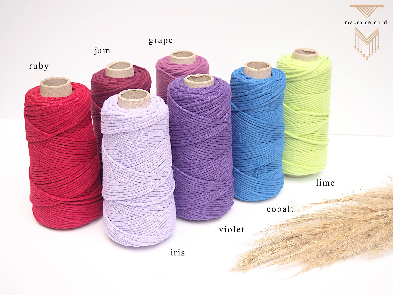 Luxurious Feel Macrame Cotton Cord / 3mm / Single Twisted / 34 Colours ...