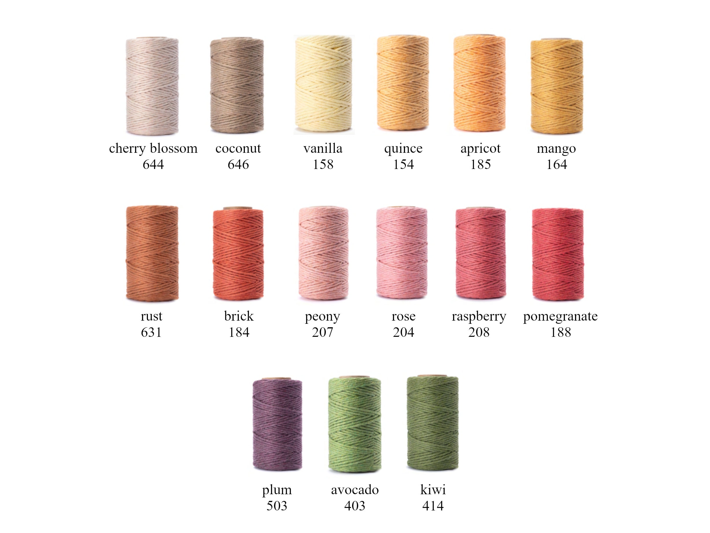Luxurious Feel Macrame Cotton Cord / 3mm / Single Twisted / 34 Colours ...