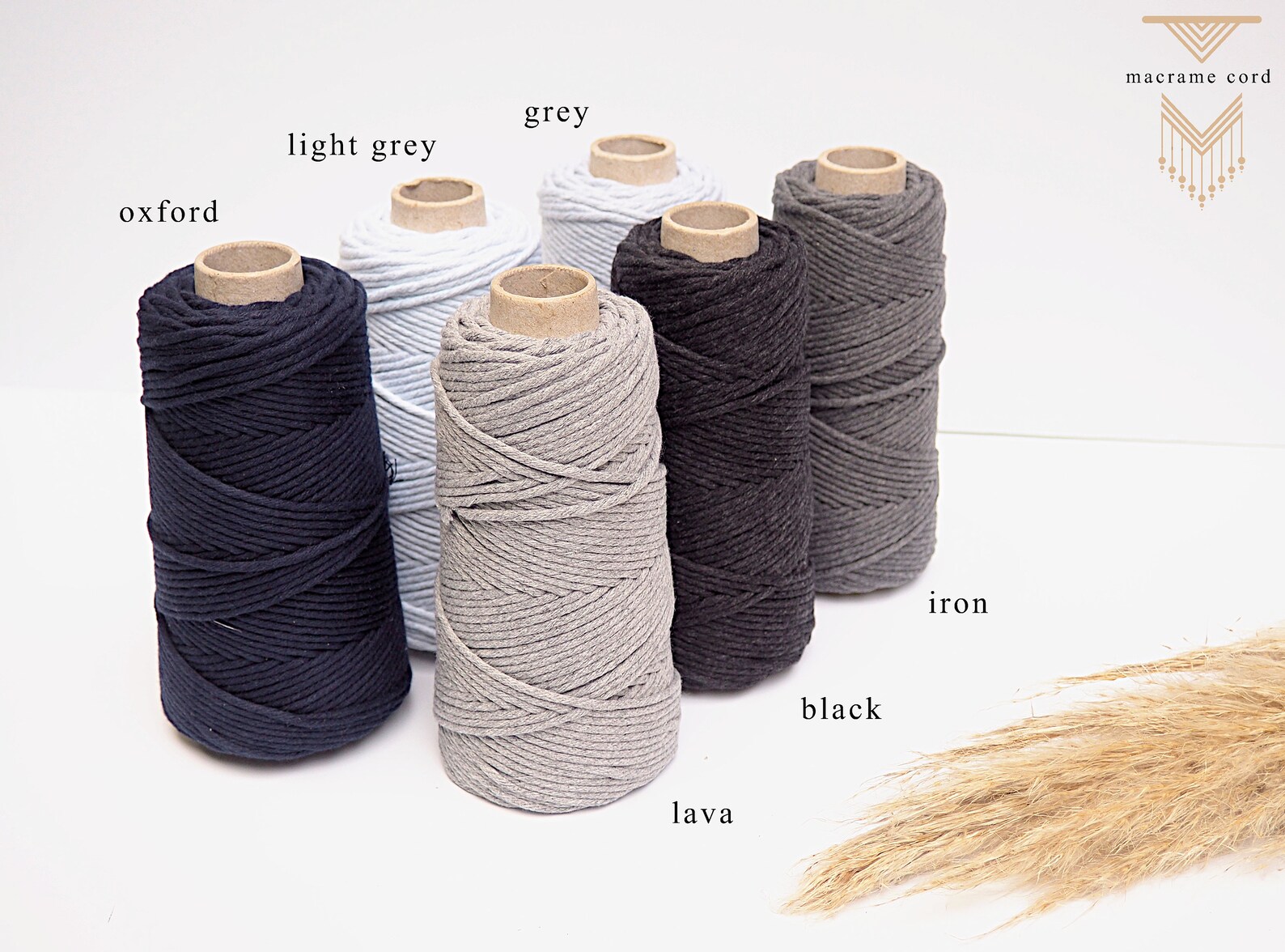 Luxurious Feel Macrame Cotton Cord / 3mm / Single Twisted / 34 Colours ...