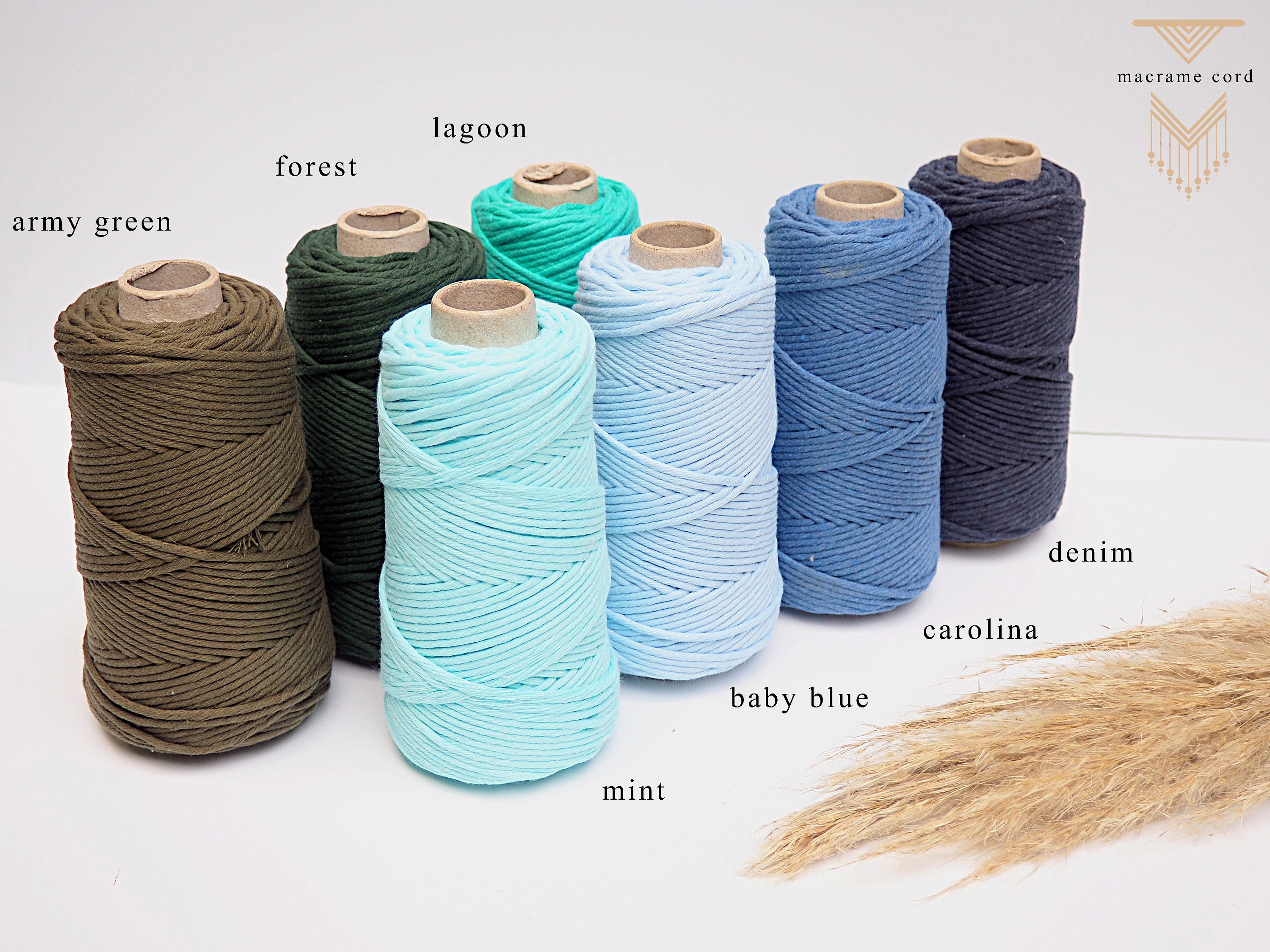 Luxurious Feel Macrame Cotton Cord / 3mm / Single Twisted / 34 Colours ...