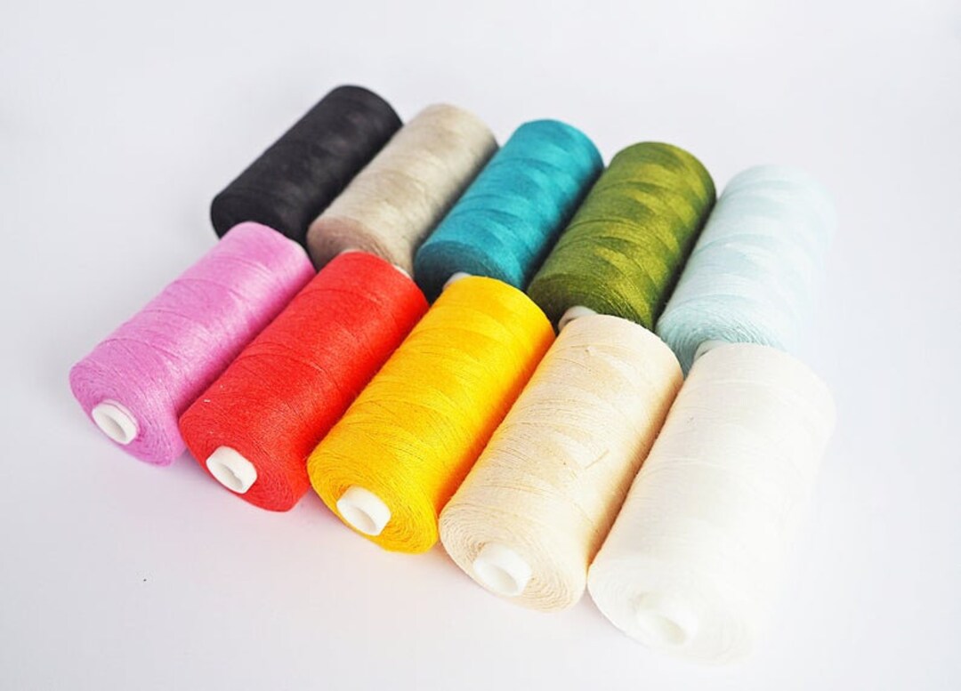 Fil de lin fin naturel / 547yd 500m / 2PLY Spool 100% lin gris, blanc ...