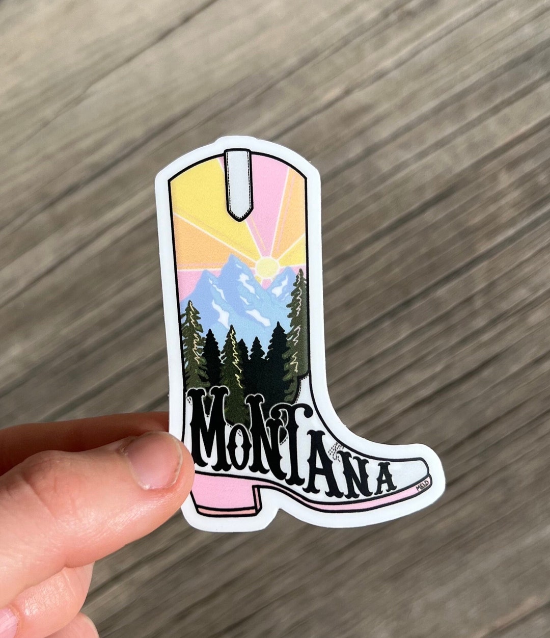 Montana Cowboy Boot Water Bottle Vinyl Sticker - Etsy