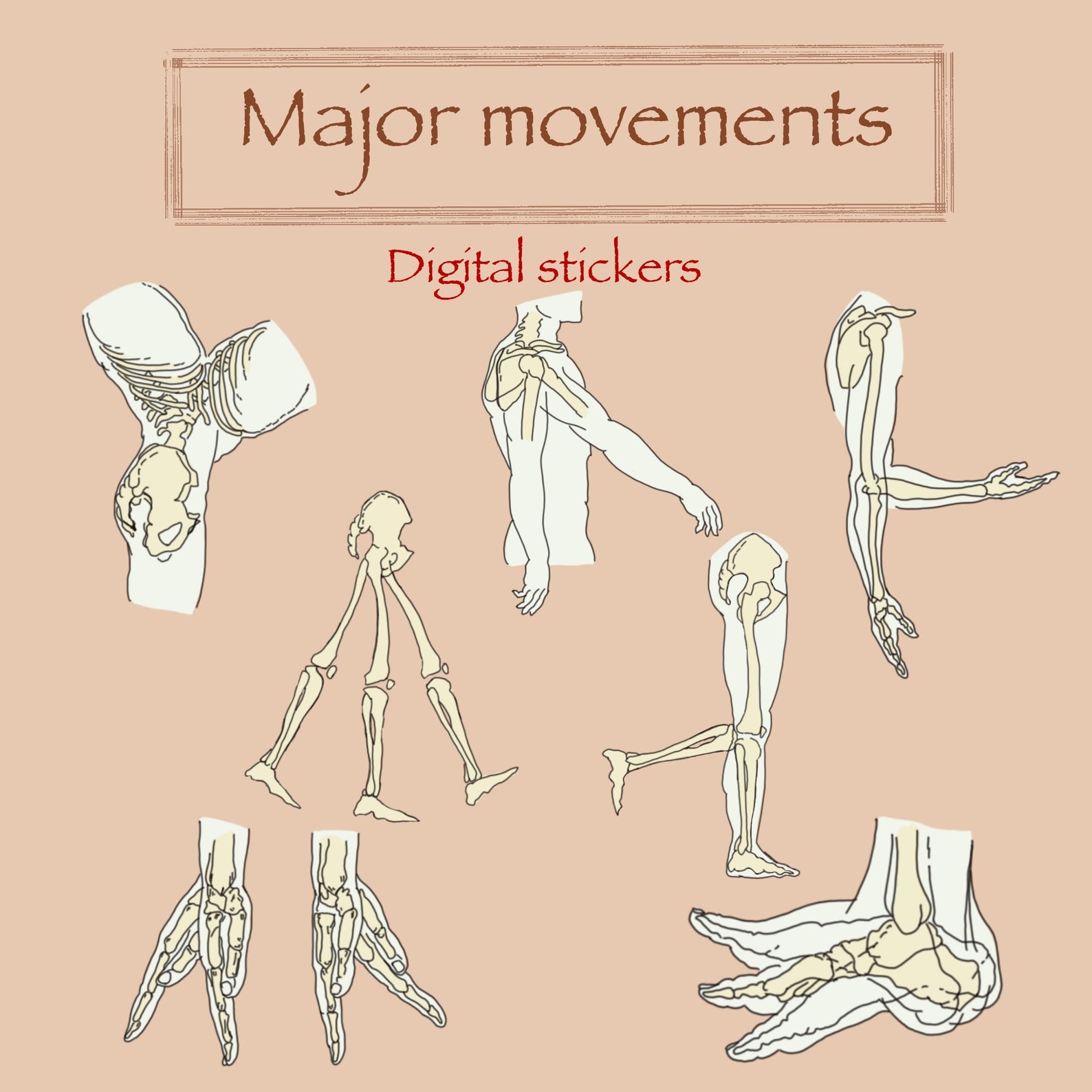 Major Movements Hand Drawn Digital Stickers Pack of #16 Dif. Stickers ...