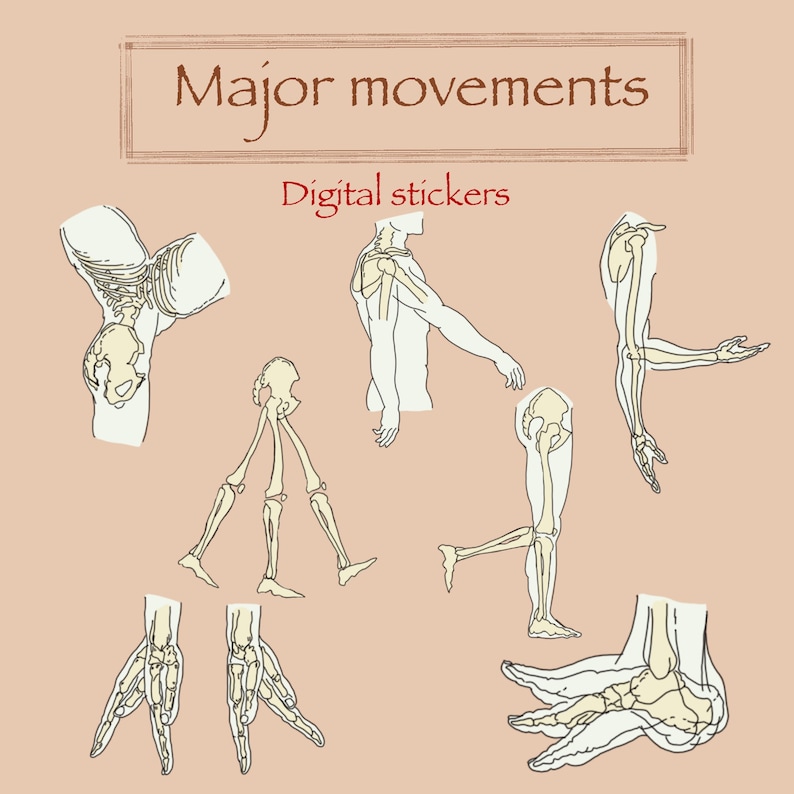 Major Movements Hand Drawn Digital Stickers Pack of #16 Dif. Stickers ...