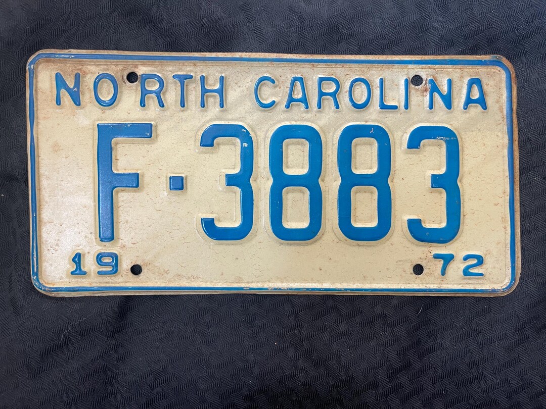 1972 Blue North Carolina Passenger License Plate - Etsy