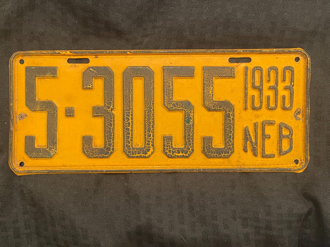 1933 Original Paint License Plate Nebraska License Plate - Etsy