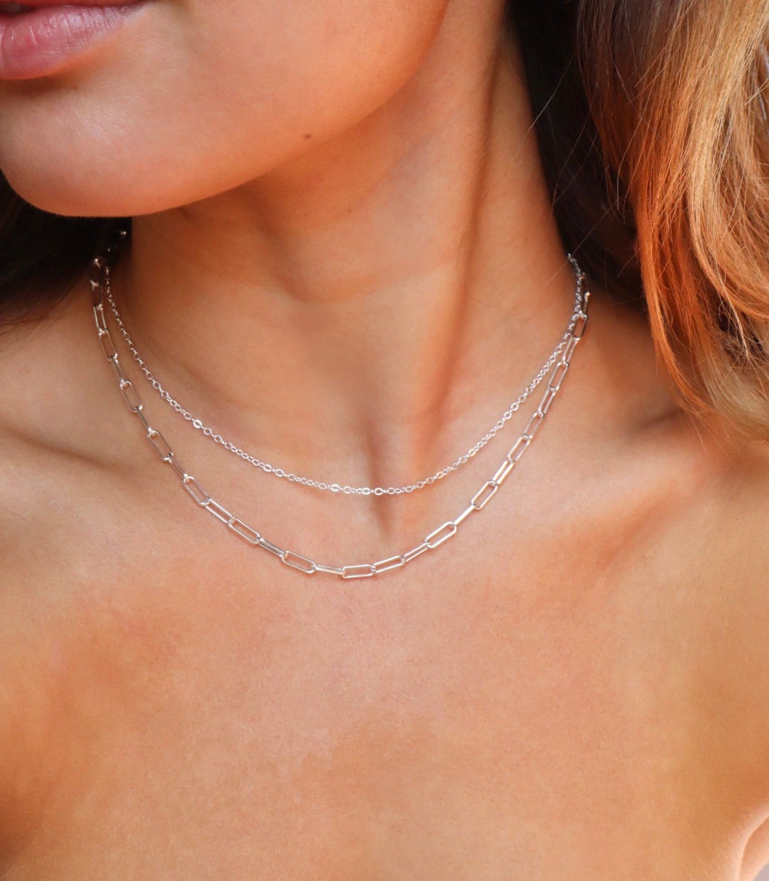 Silver Chain Layer • Silver Chains • Silver Necklace Set • Silver ...