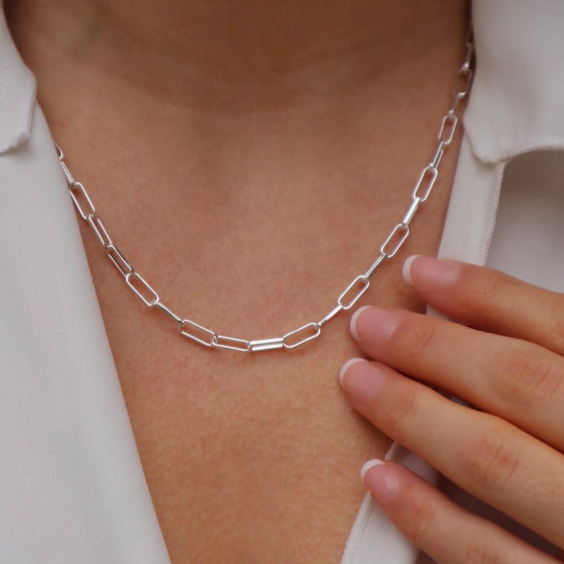 Silver Paperclip Necklace - Etsy