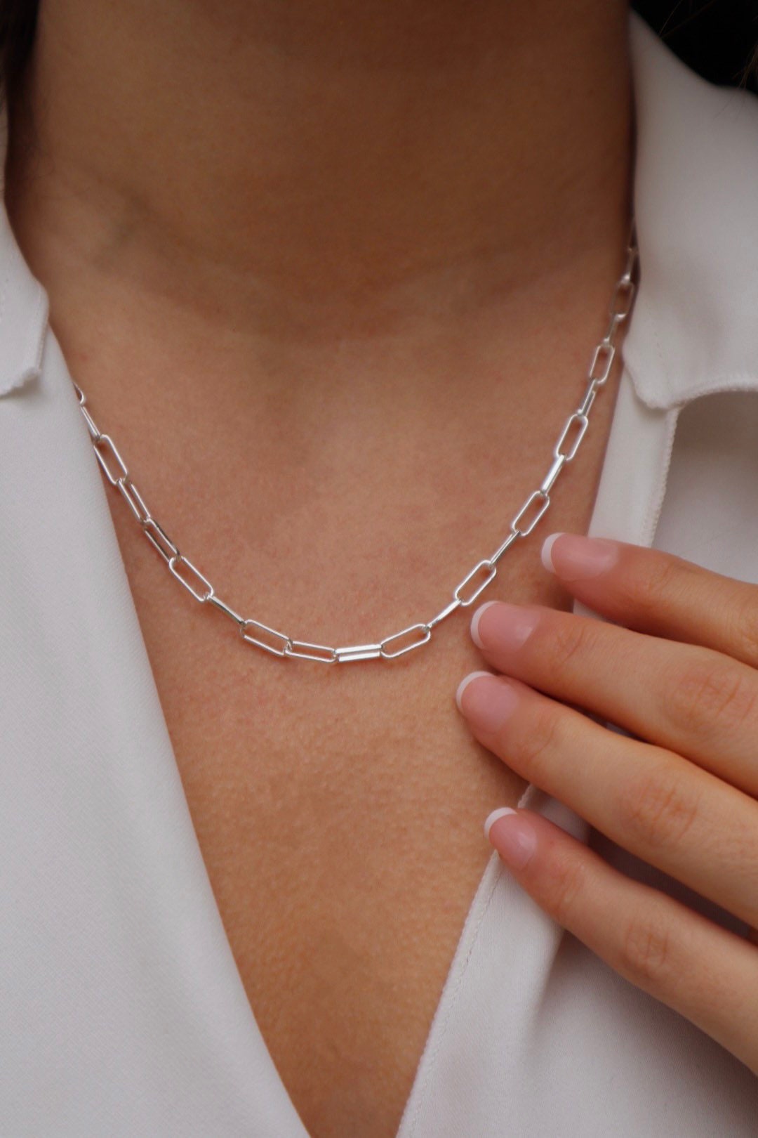 Silver Rectangle Chain Paperclip Chain Large Linked Chain - Etsy