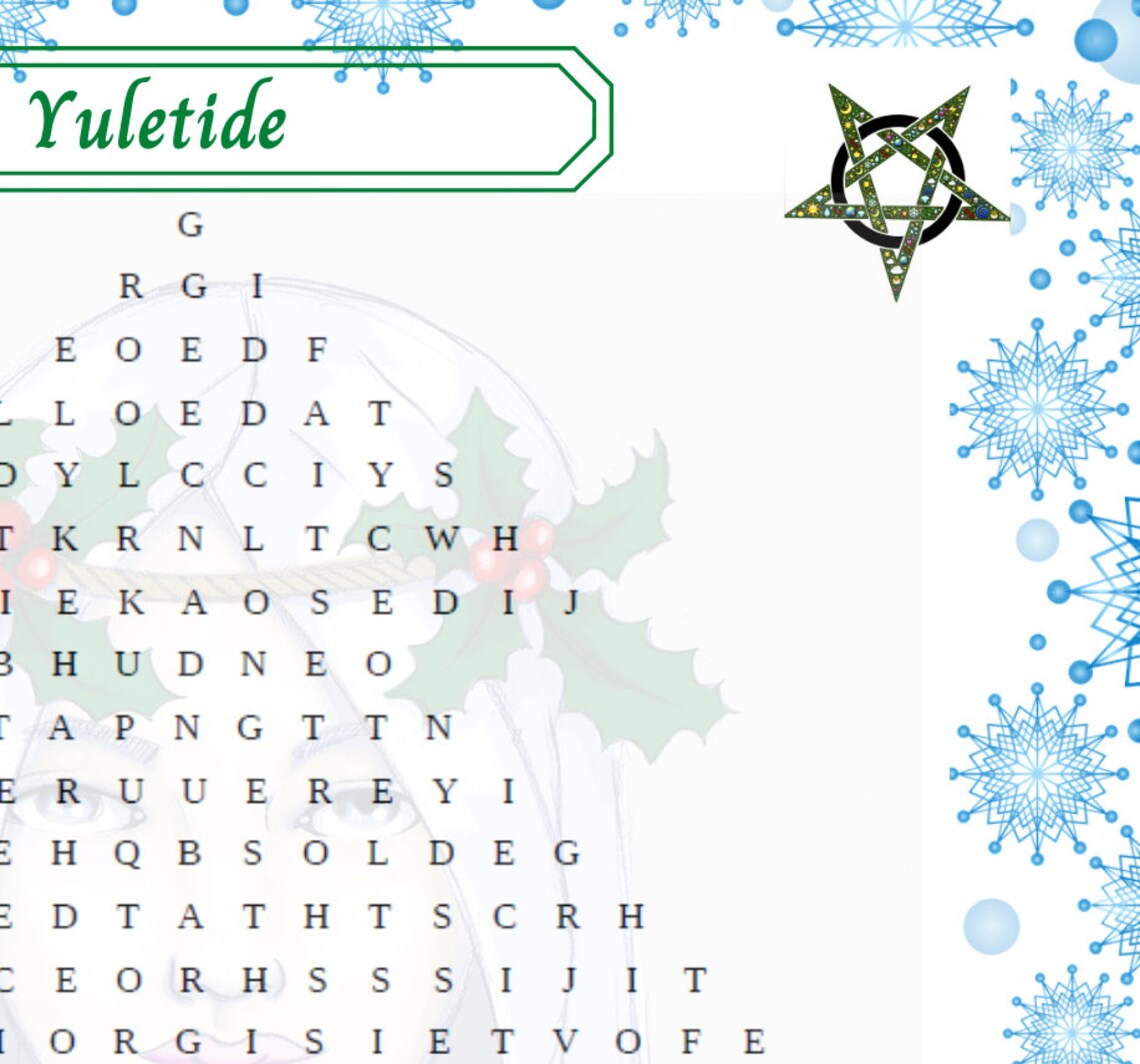 Printable Word Search, Digital Download Game, Word Seek, 8 5x11, Pagan ...