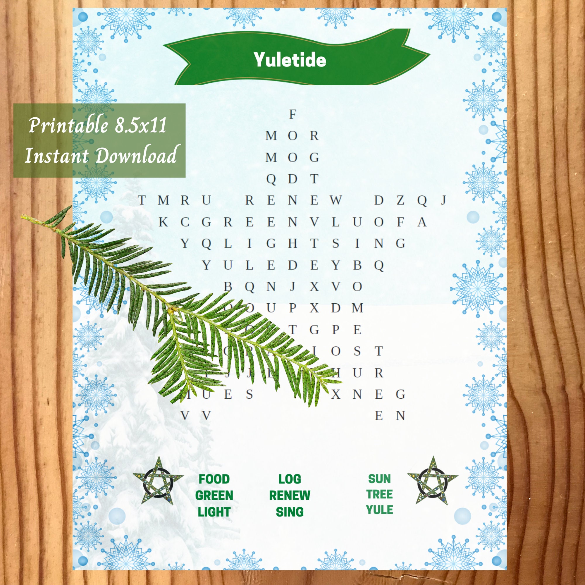 TWO Printable Word Search Games, Digital Download Game, 8 5x11, Pagan ...