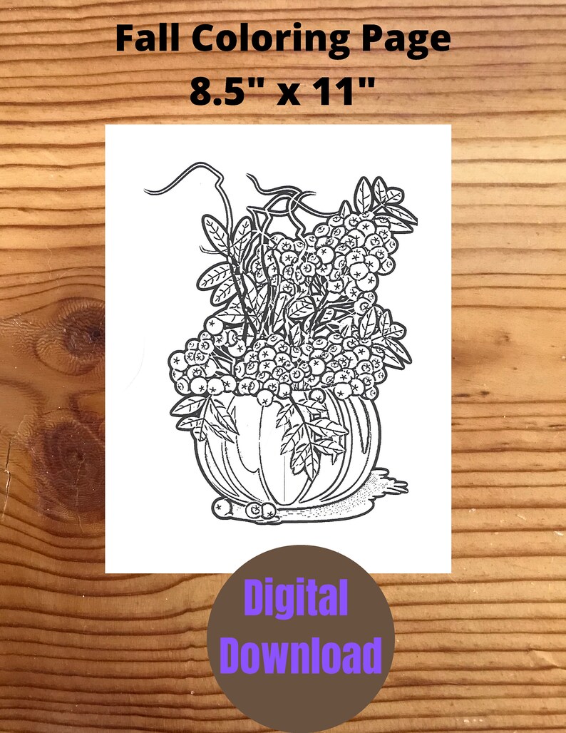 Instant Download Printable Coloring Page, 8.5 X 11, Fall Themed ...