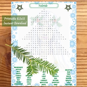 Printable Word Search, Digital Download Game, Word Seek, 8 5x11, Pagan ...