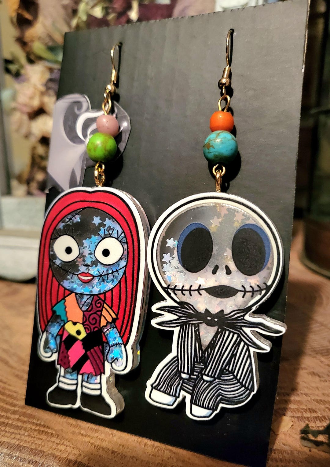 Jack & Sally Glitter Shaker Earrings - Etsy