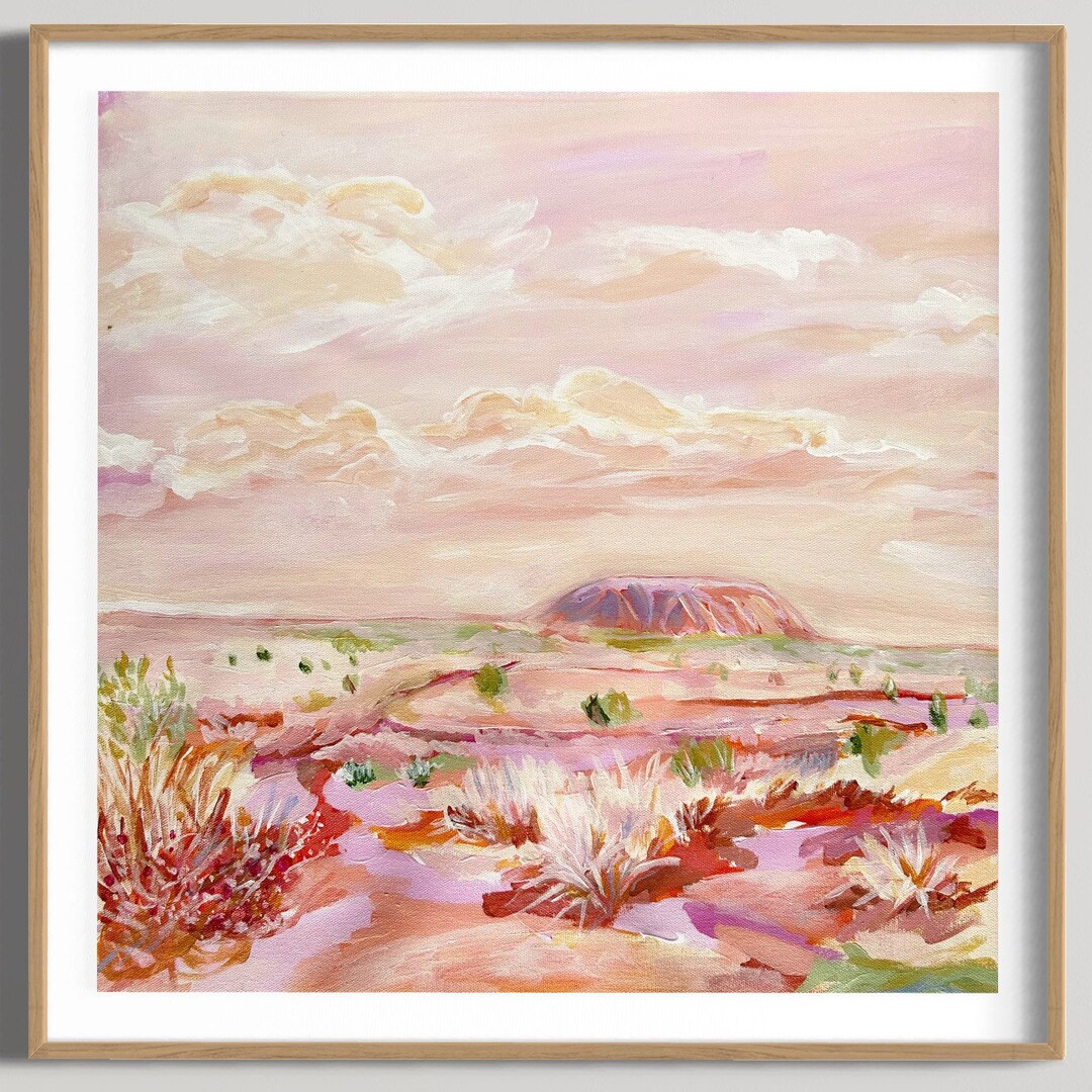 Uluru Dusk Print: Australian Outback Landscape Painting Wall Art Prints ...