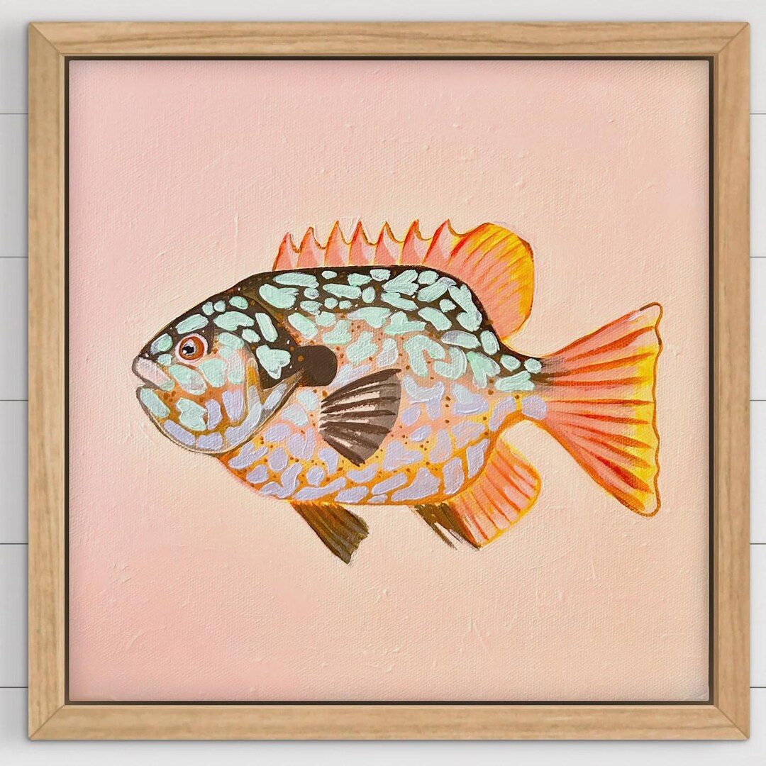 Fish Painting Longear Sunfish Coral Ocean Tropical Art | Reef Life ...