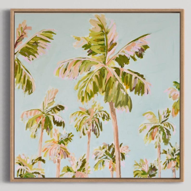 Sunny Skies. Original Palm Tree Painting by Australian Artist, Blue Skies, Coastal Palms, Wall ...
