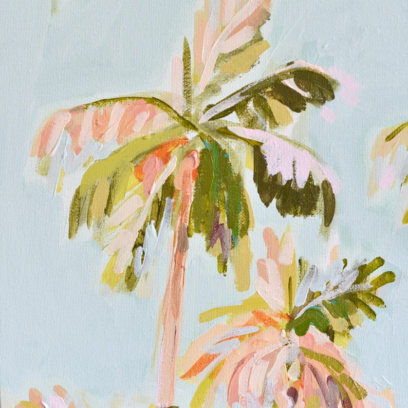 Sunny Skies. Original Palm Tree Painting by Australian Artist, Blue Skies, Coastal Palms, Wall ...