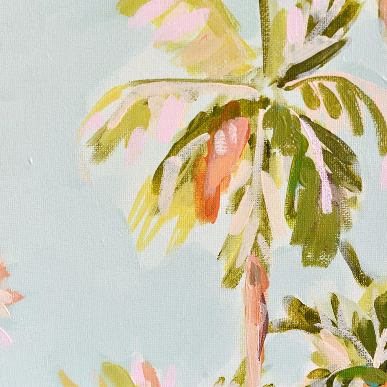 Sunny Skies. Original Palm Tree Painting by Australian Artist, Blue Skies, Coastal Palms, Wall ...