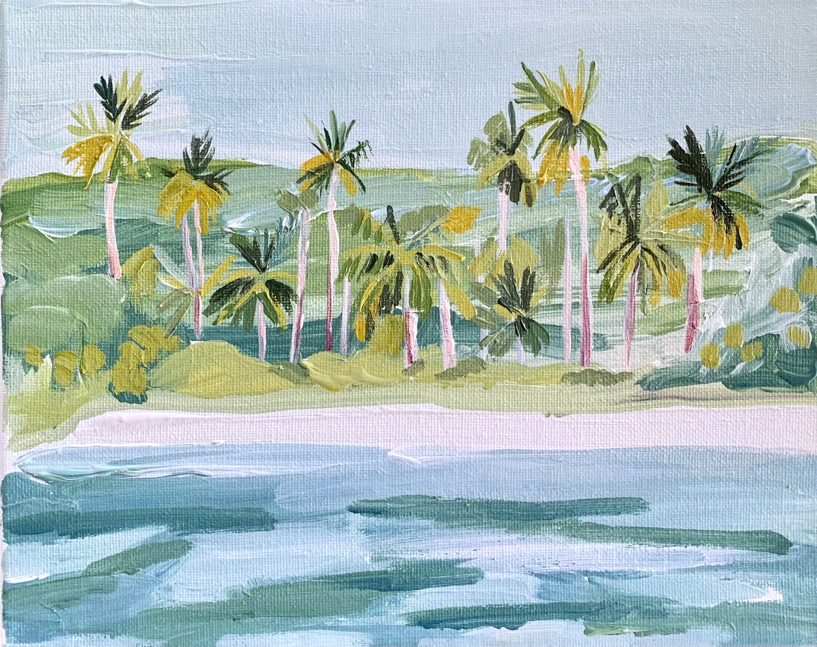 Tropics Print Byron Bay Palm Tree Landscape Tropical Coastal Sunset ...