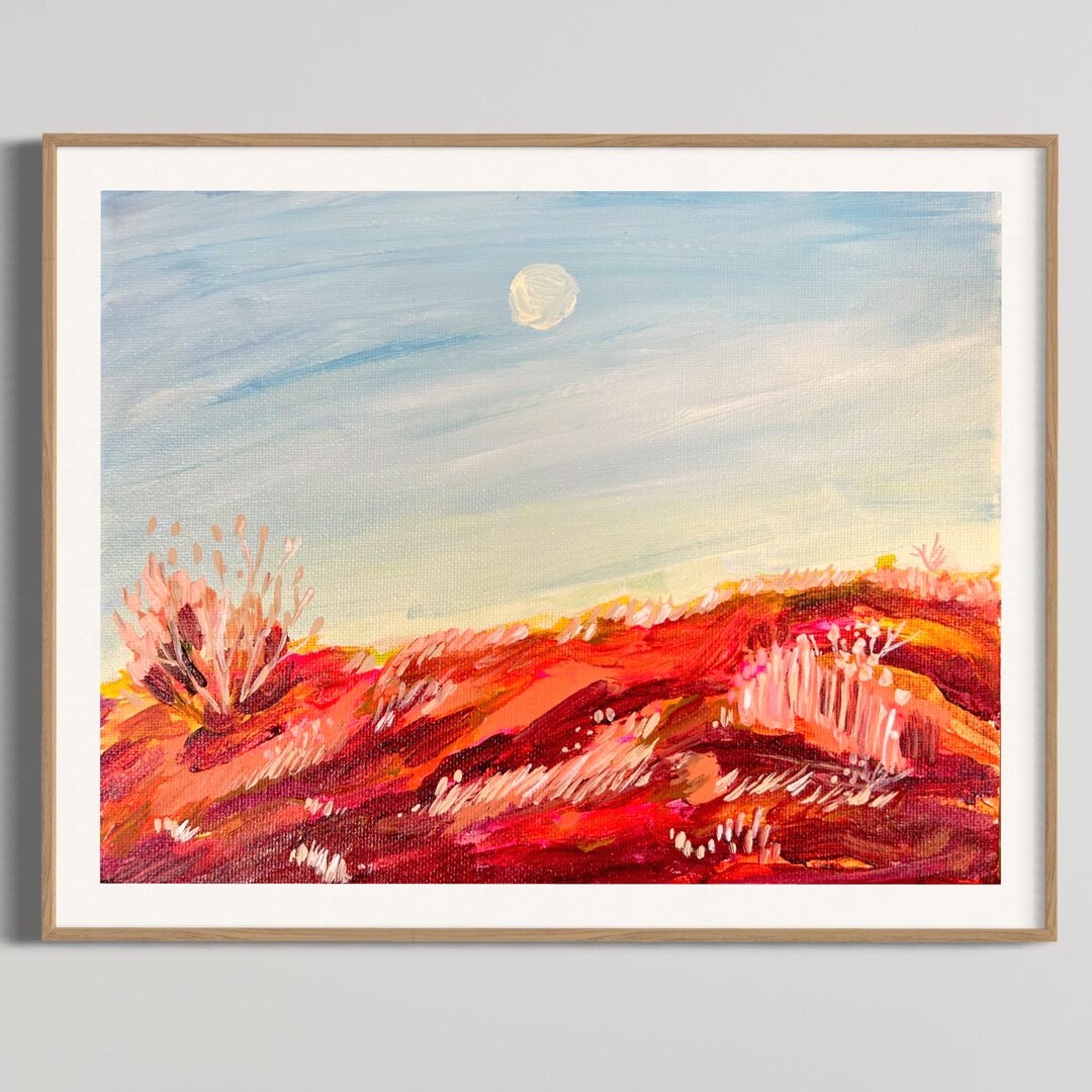 Sunset Moonrise Unframed Print. Australian Abstract Landscape, Outback ...