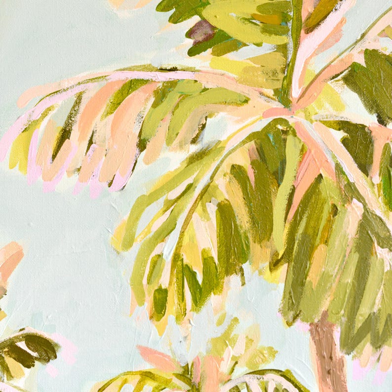 Sunny Skies. Original Palm Tree Painting by Australian Artist, Blue Skies, Coastal Palms, Wall ...