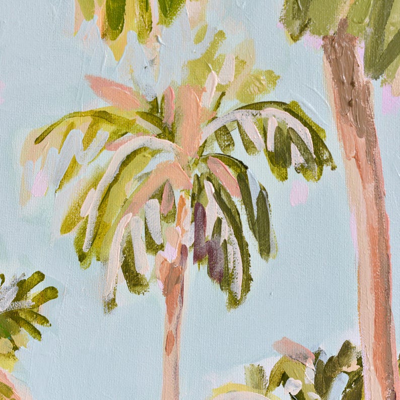 Sunny Skies. Original Palm Tree Painting by Australian Artist, Blue Skies, Coastal Palms, Wall ...