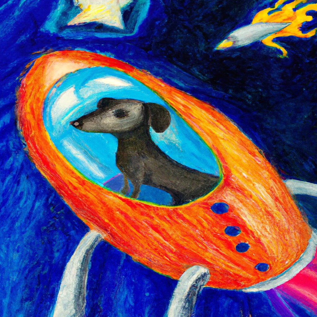 Set of 4 Dachshund in Space / Spaceship Digital Art Prints- Colorful ...