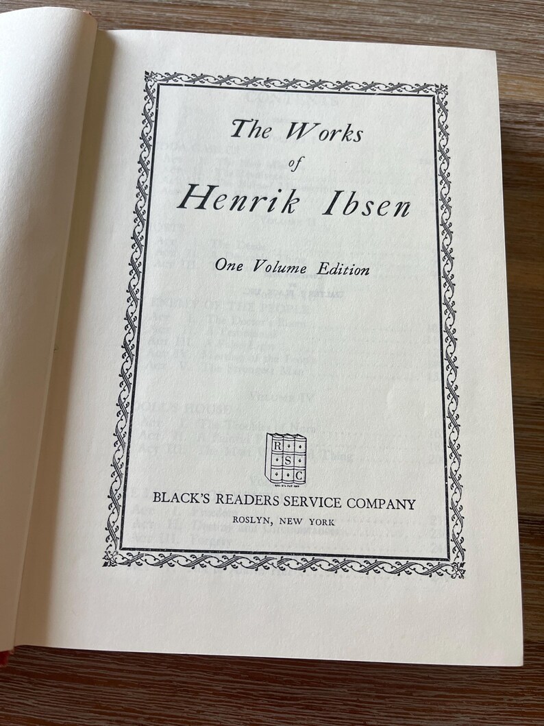 1928 the Works of Henrik Ibsen One Volume Edition - Etsy