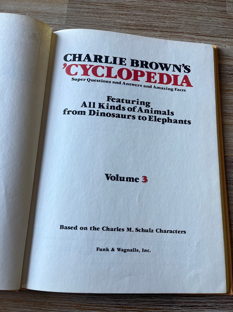 1980 Peanuts Charlie Browns ‘cyclopedia Featuring All Kinds of Animals ...