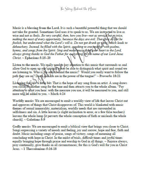 The Story Behind the Music Worksheets, Bible Study, Scripture, Writing ...