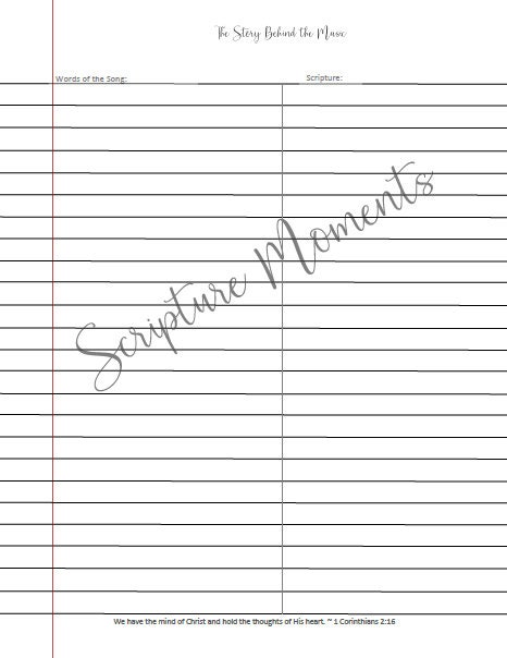 The Story Behind the Music Worksheets, Bible Study, Scripture, Writing ...