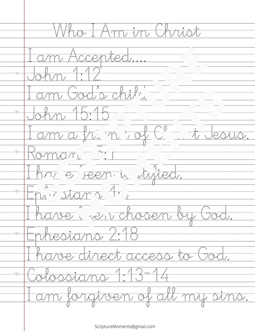 Who I Am in Christ, Full Armor, I Am Blessed Scripture Cursive Writing ...