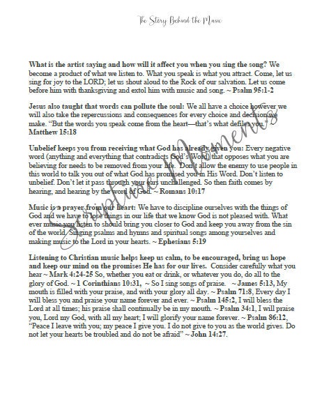 The Story Behind the Music Worksheets, Bible Study, Scripture, Writing ...