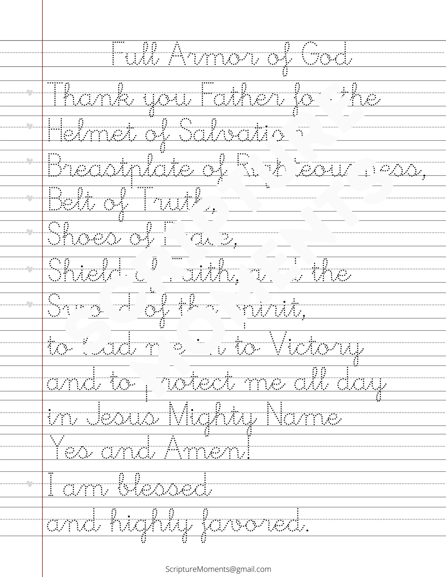 Who I Am in Christ, Full Armor, I Am Blessed Scripture Cursive Writing ...