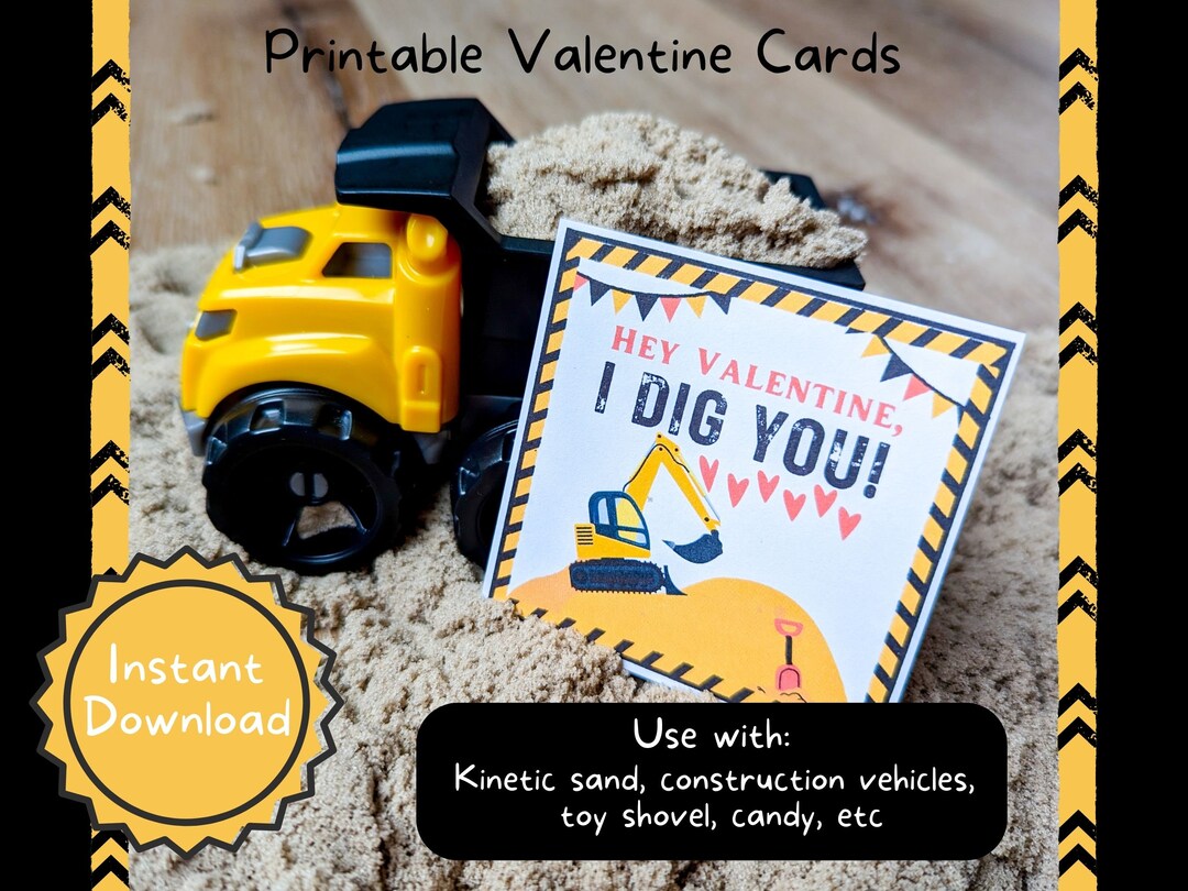Excavator Valentine Printable Cards: I Dig You (PDF) - Etsy
