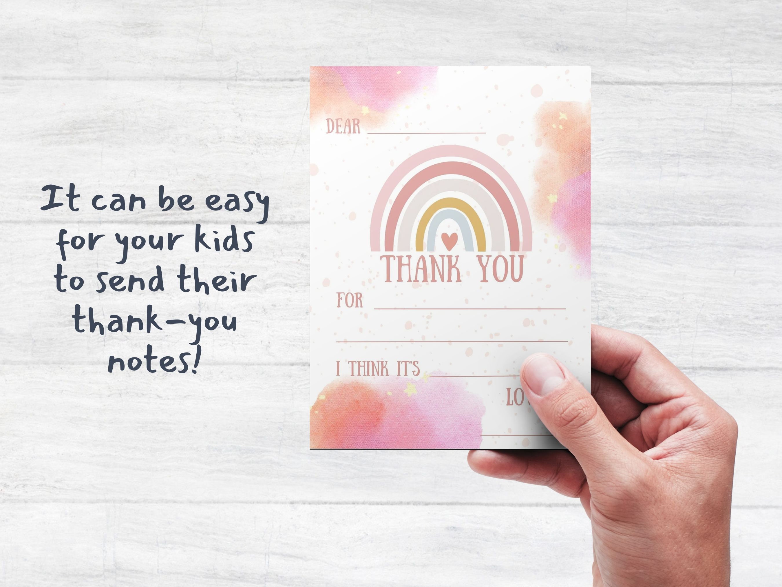 Rainbow Fill-in Thank You Note: Kids Printable (PDF) - Etsy