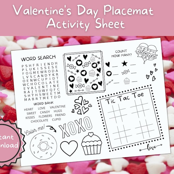 Valentines Activity Placemat - Etsy