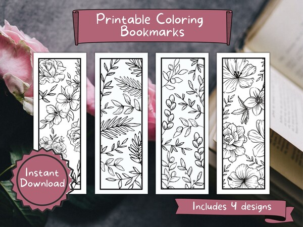 Printable Coloring Bookmarks, Digital Book Marks, Cute Printable Book ...