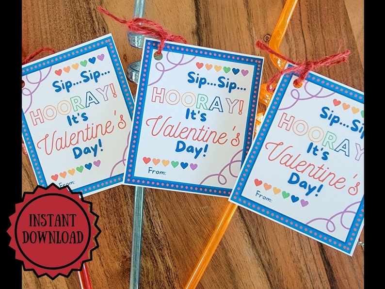 Silly Straw Valentine Printable Tag | DIY Valentine | Sip Sip Hooray ...