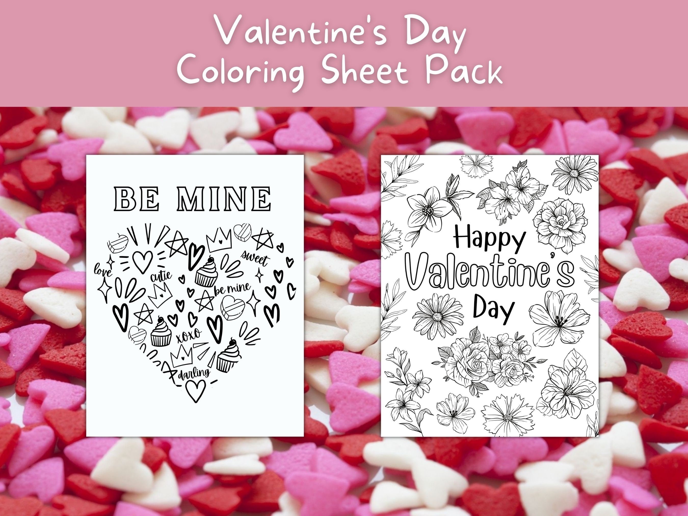 Printable Valentine's Day Coloring Sheet Pack | Adult Coloring | Kids ...