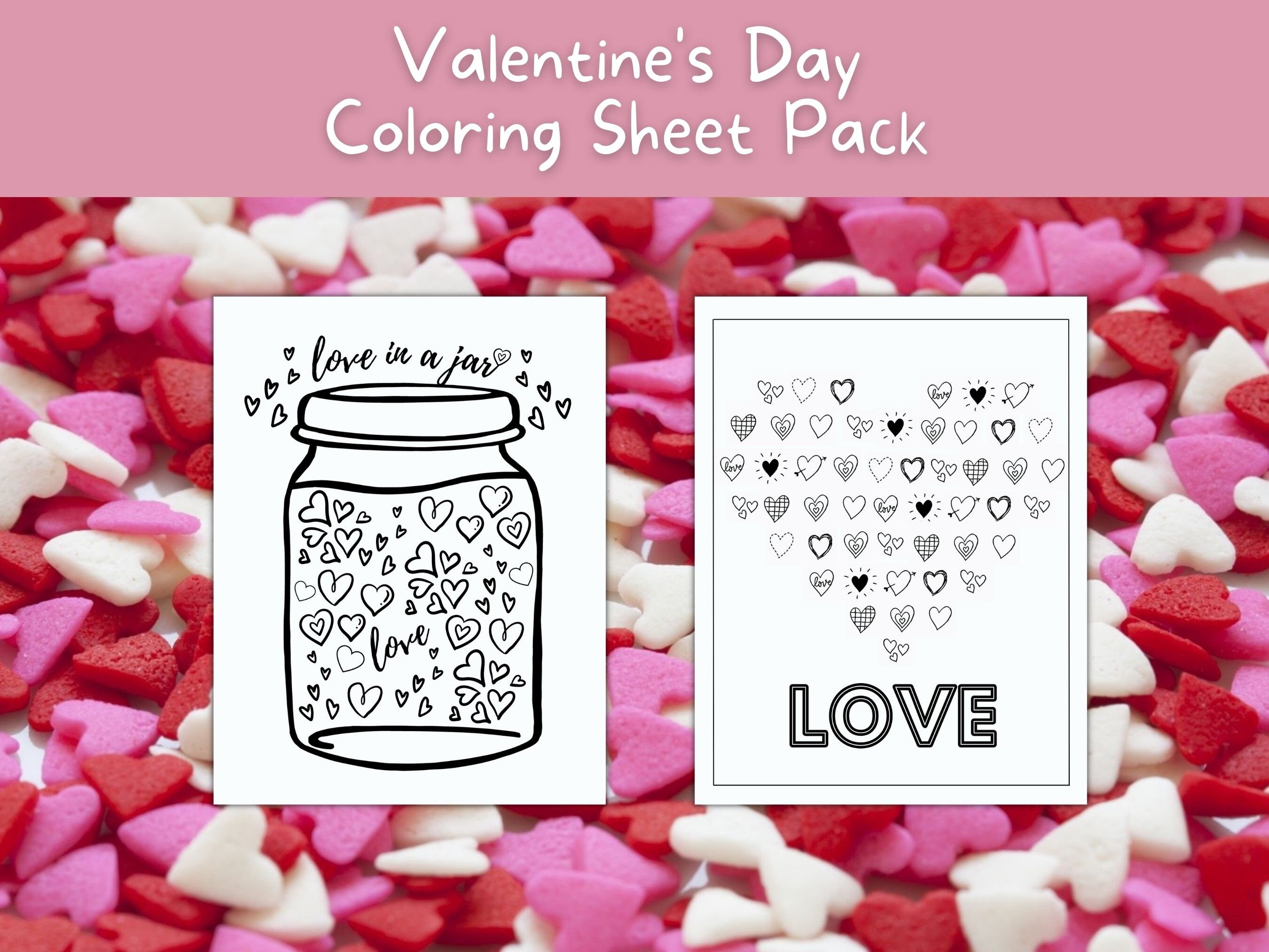 Printable Valentine's Day Coloring Sheet Pack | Adult Coloring | Kids ...
