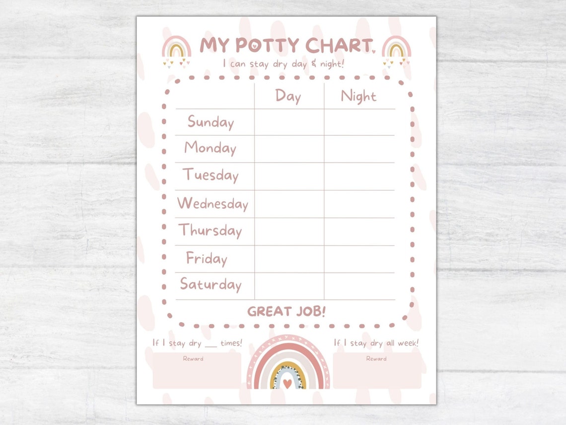 Potty Training Chart Printable | Day Night Potty Training | Big Kid ...