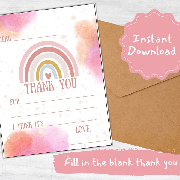 Rainbow Thank You - Etsy