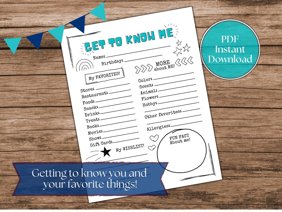 Get to Know Me Survey | Teacher Appreciation | Secret Sister | Birthday ...
